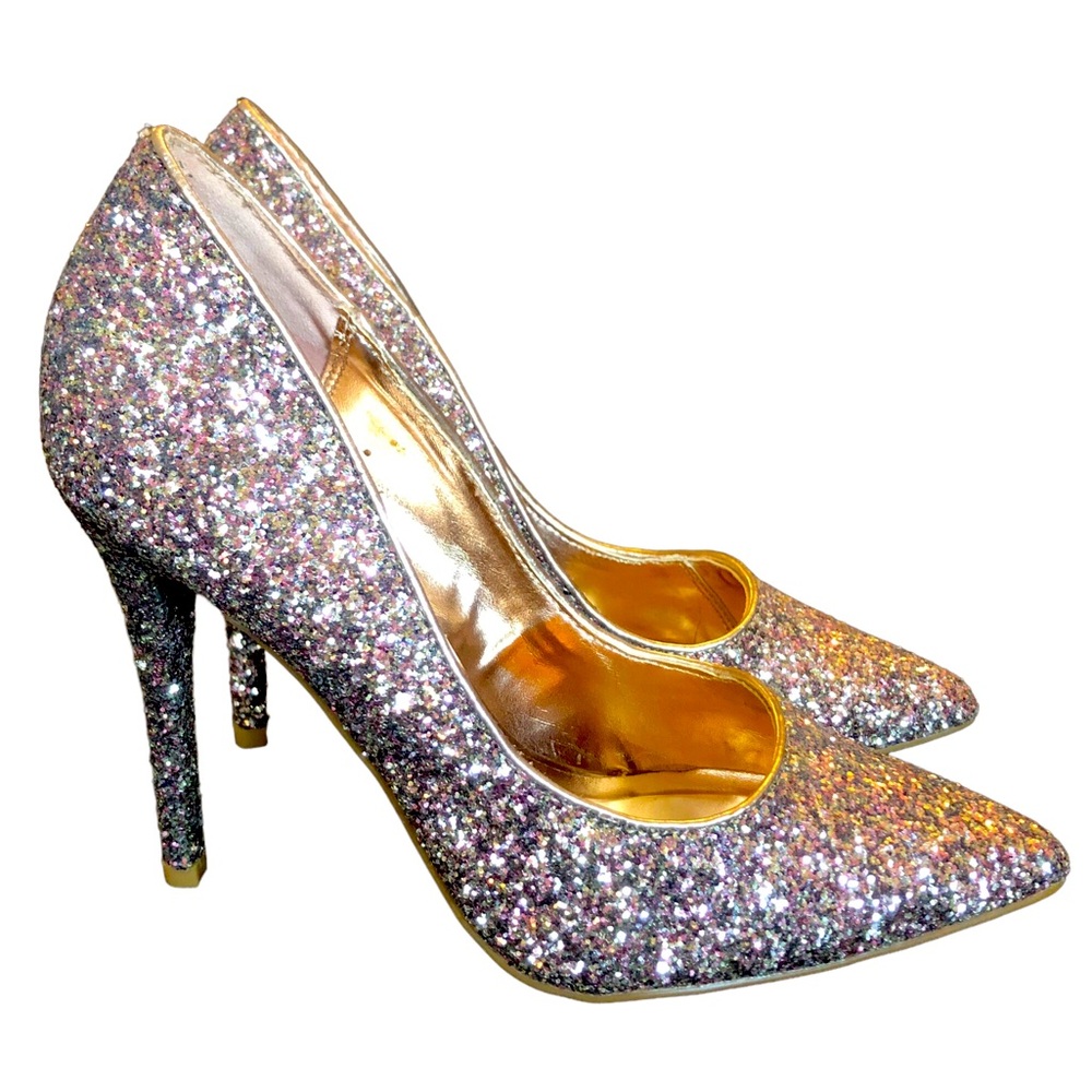 Anne Michelle Pink Glitter Sparkle Stilettos Size 7 - Gem